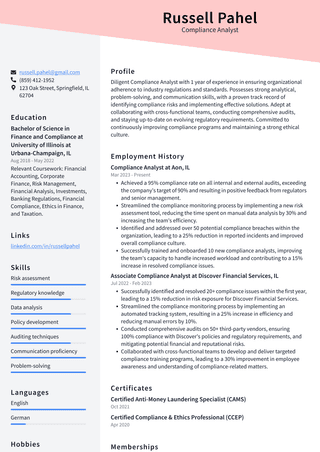 Lyft Compliance Analyst Resume Examples | ResumeCat