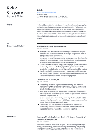 Lyft Content Writer Resume Examples | ResumeCat