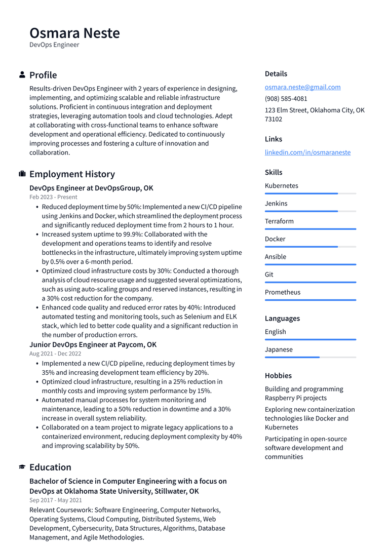 Lyft DevOps Engineer Resume Examples | ResumeCat