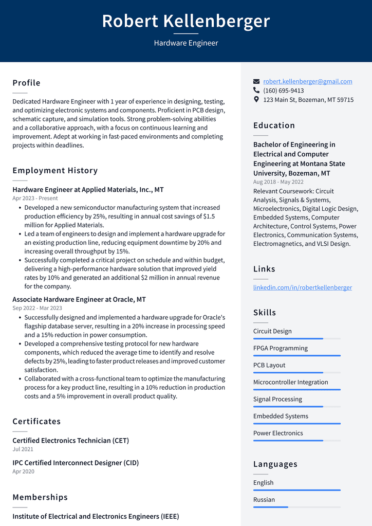 Lyft Hardware Engineer Resume Examples | ResumeCat