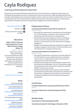 Lyft Learning and Development Specialist Resume Examples