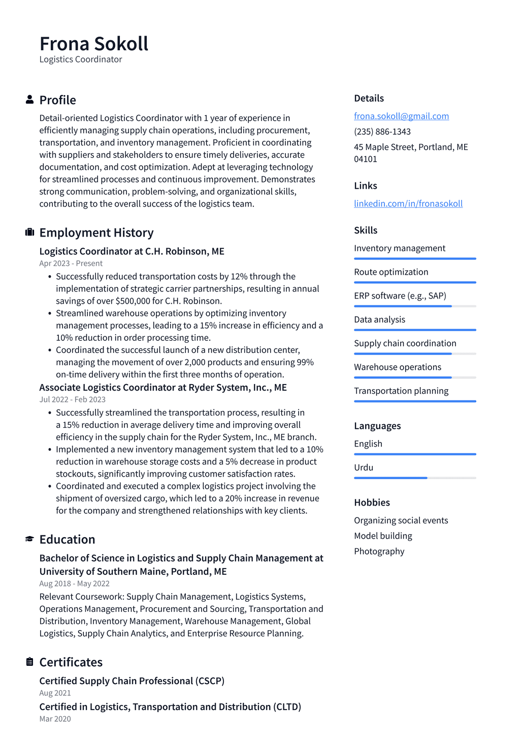 Lyft Logistics Coordinator Resume Examples | ResumeCat