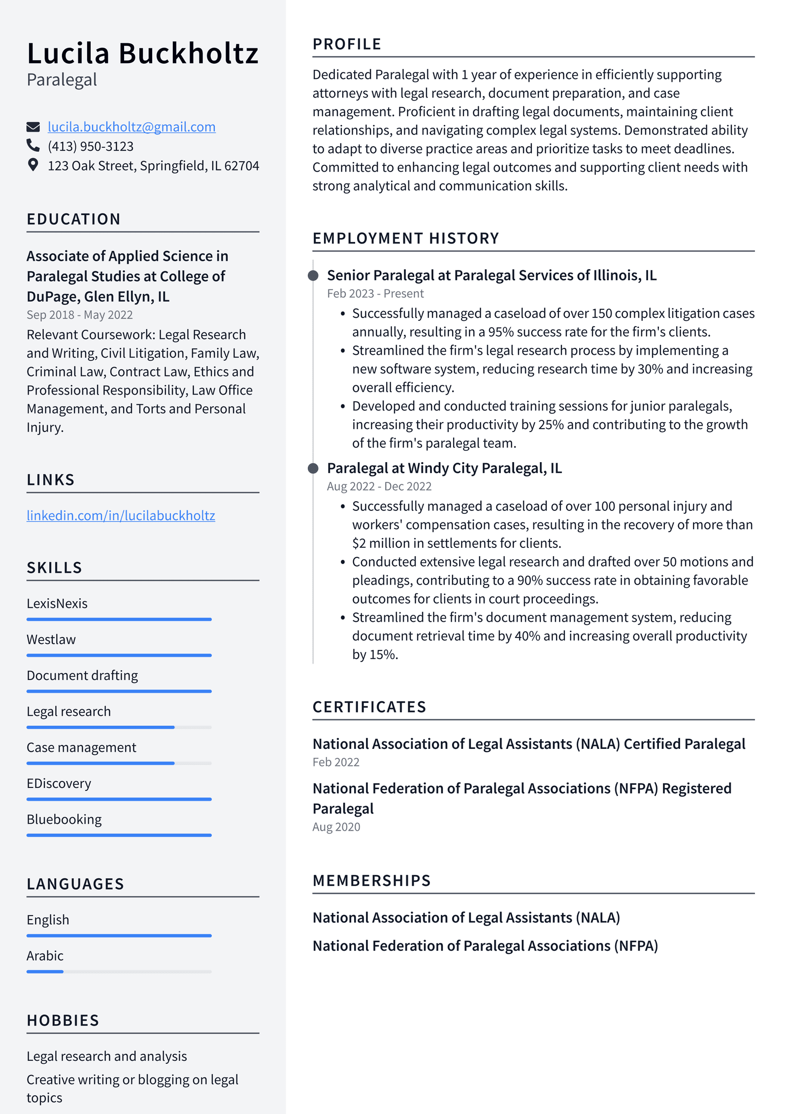 Lyft Paralegal Resume Examples | ResumeCat