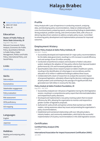 Lyft Policy Analyst Resume Examples | ResumeCat