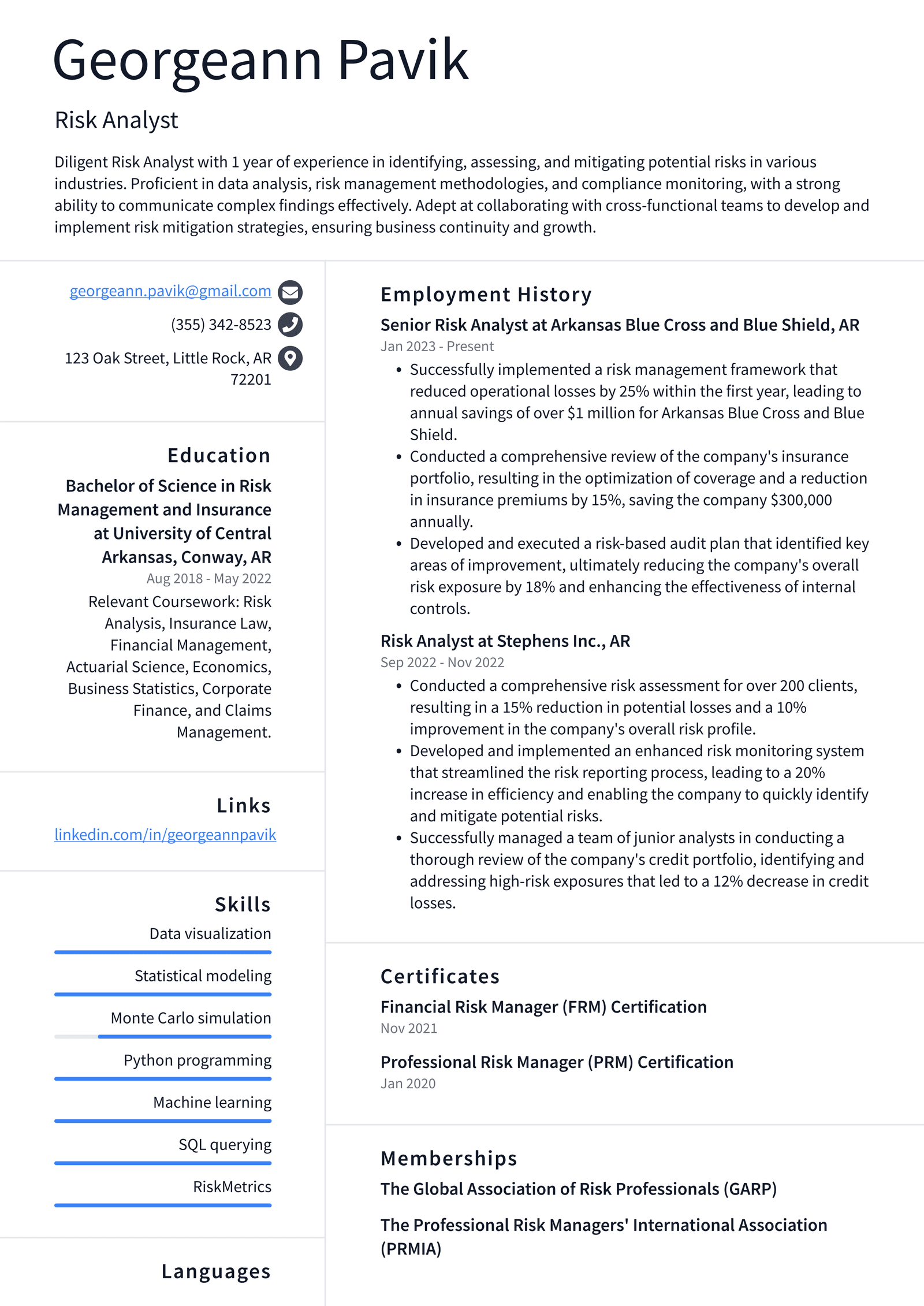 Lyft Risk Analyst Resume Examples | ResumeCat