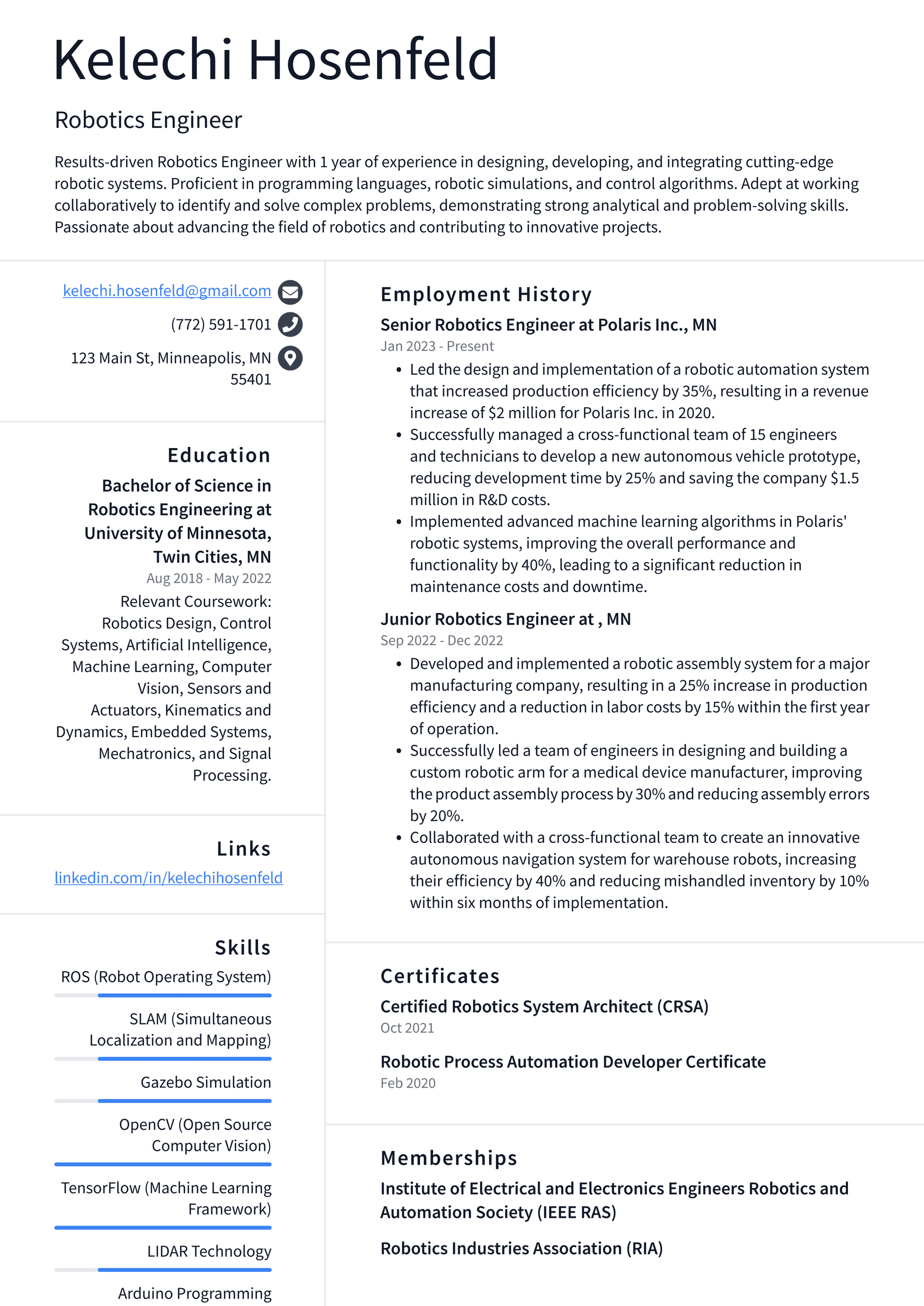 Lyft Robotics Engineer Resume Examples | ResumeCat