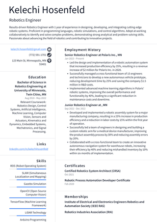 Lyft Robotics Engineer Resume Examples | ResumeCat