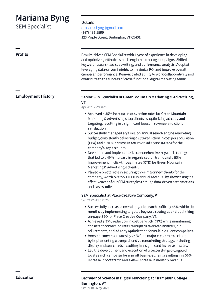 Lyft SEM Specialist Resume Examples | ResumeCat Lyft SEM Specialist Resume Examples | ResumeCat