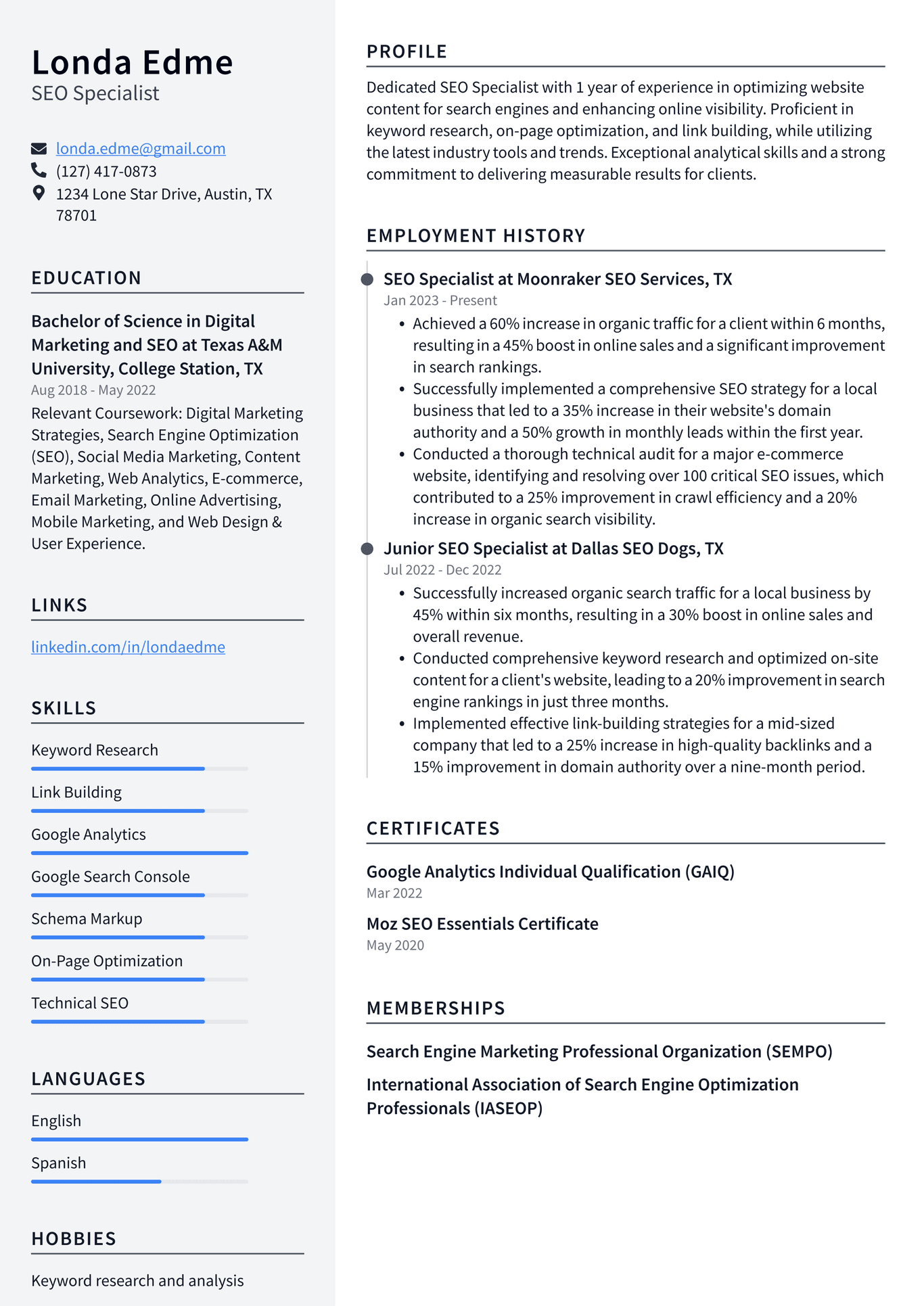 Lyft SEO Specialist Resume Examples | ResumeCat