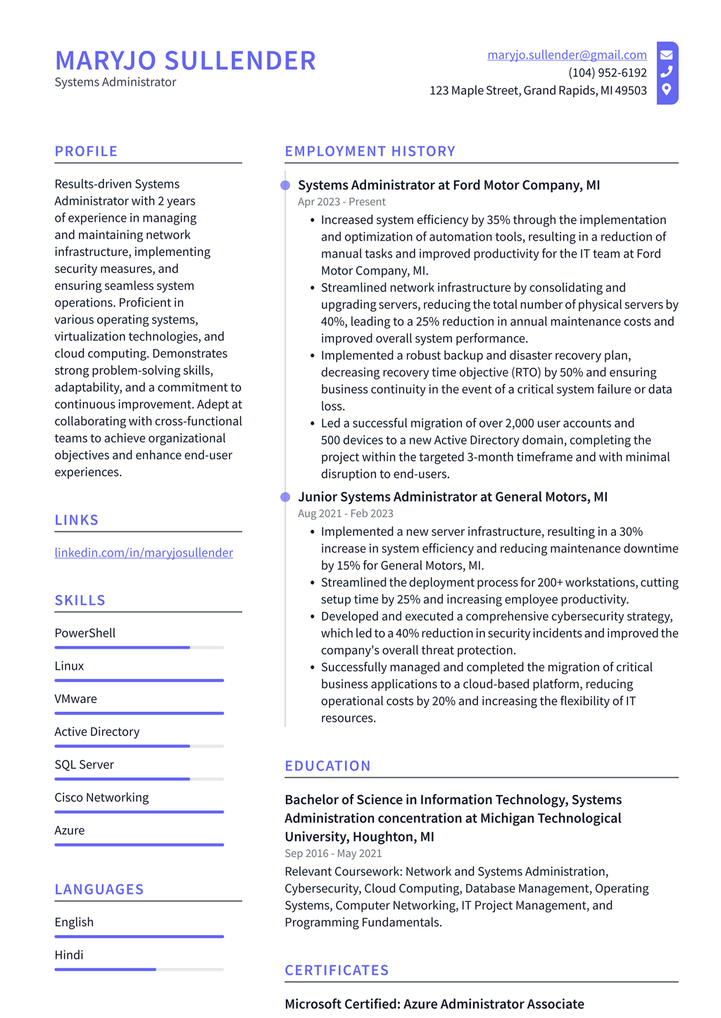 Lyft Systems Administrator Resume Examples | ResumeCat