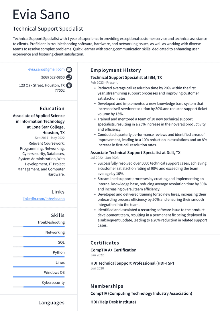 Lyft Technical Support Specialist Resume Examples