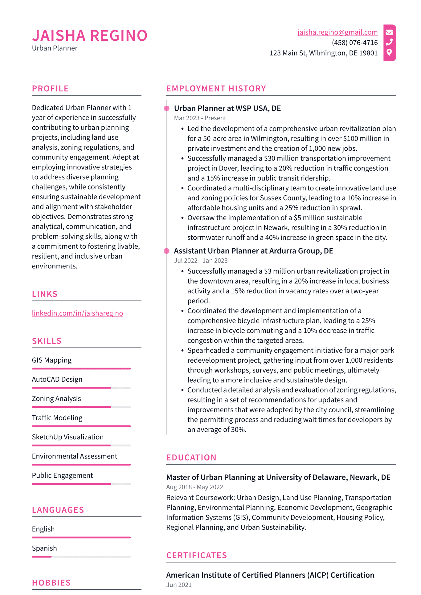 Lyft Urban Planner Resume Examples | ResumeCat