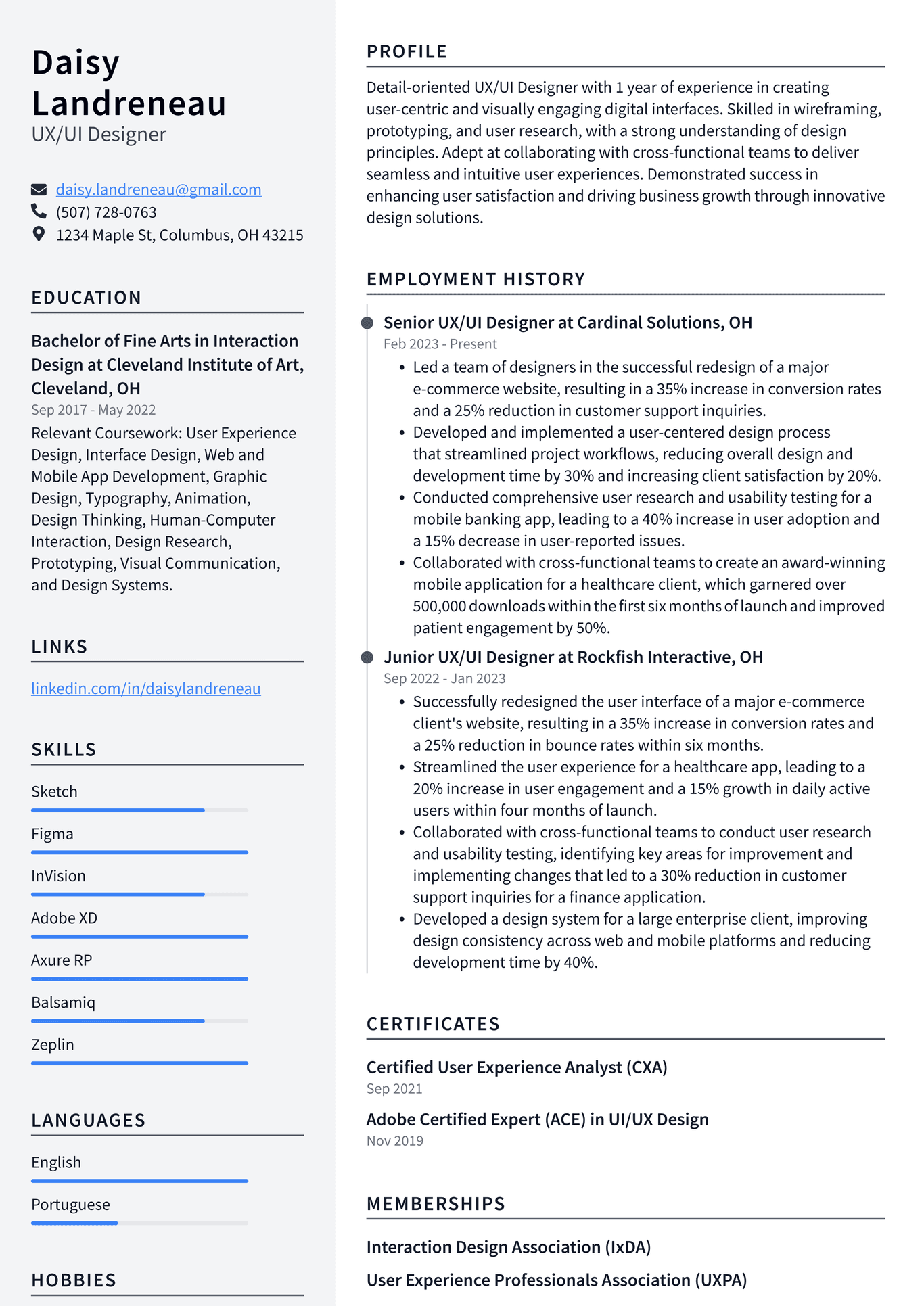 Lyft UX/UI Designer Resume Examples | ResumeCat