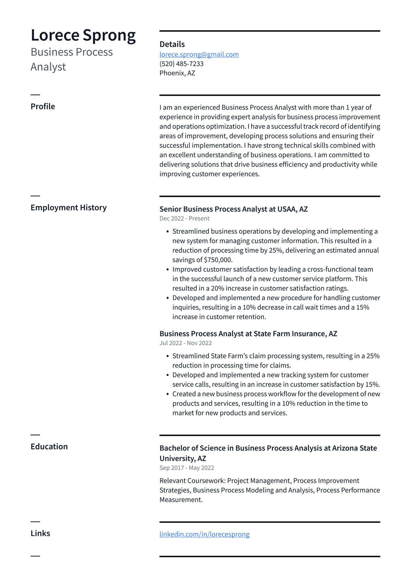 Meta Business Process Analyst Resume Examples | ResumeCat