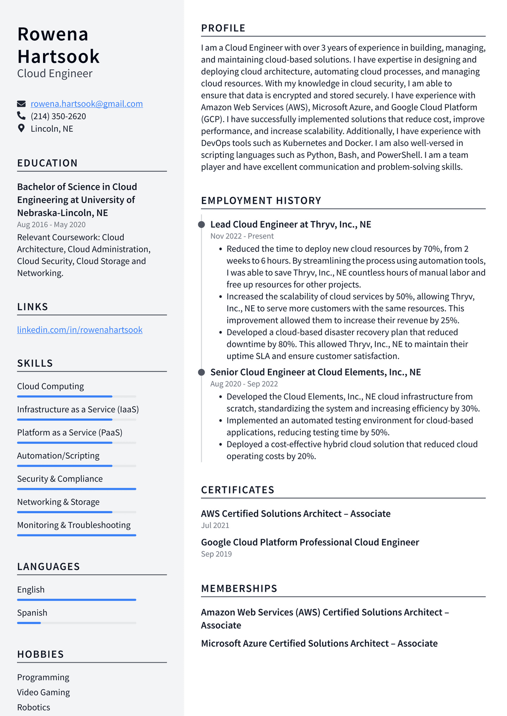 Meta Cloud Engineer Resume Examples | ResumeCat