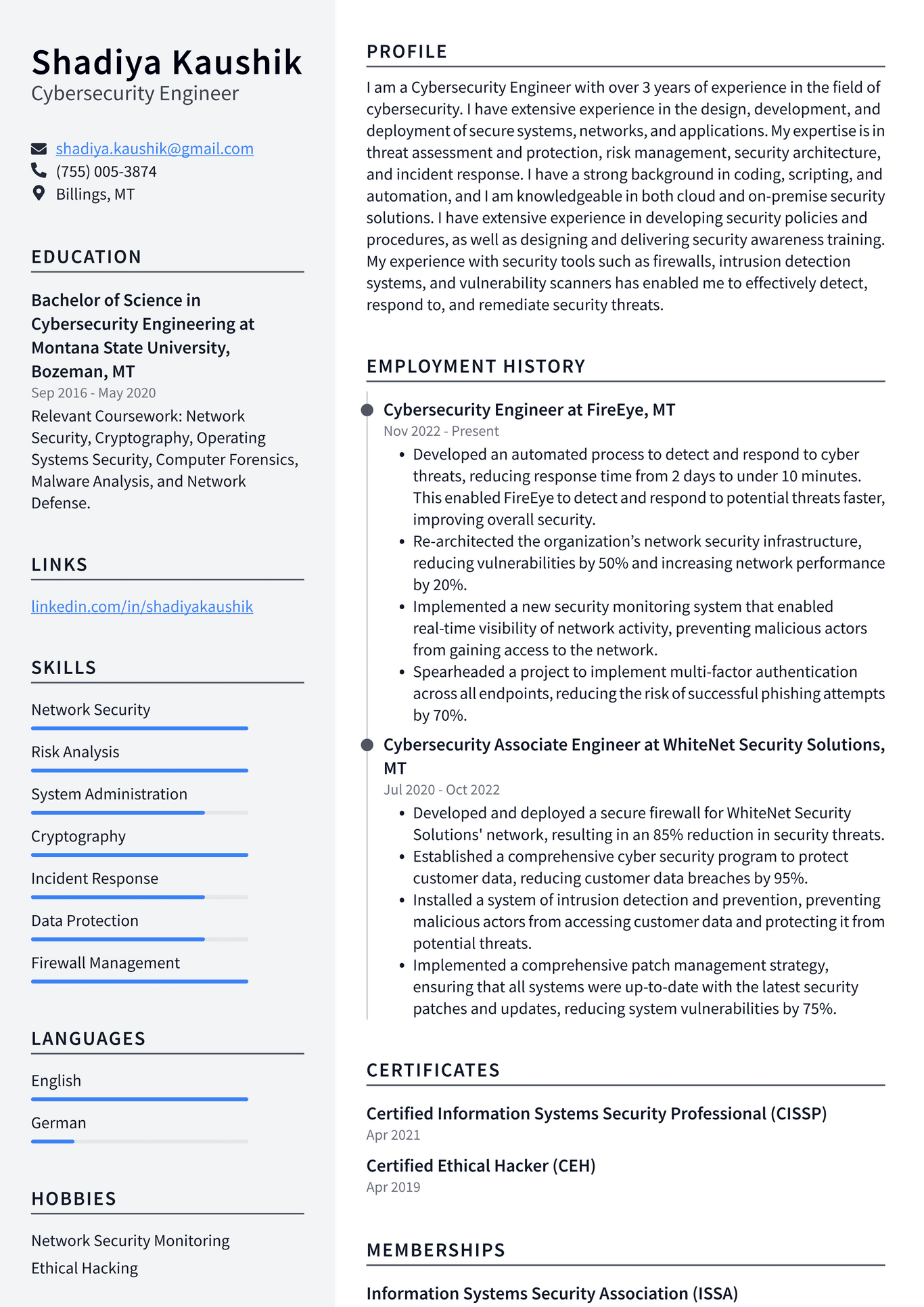 Meta Cybersecurity Engineer Resume Examples | ResumeCat