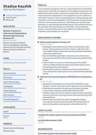 Meta Cybersecurity Engineer Resume Examples | ResumeCat