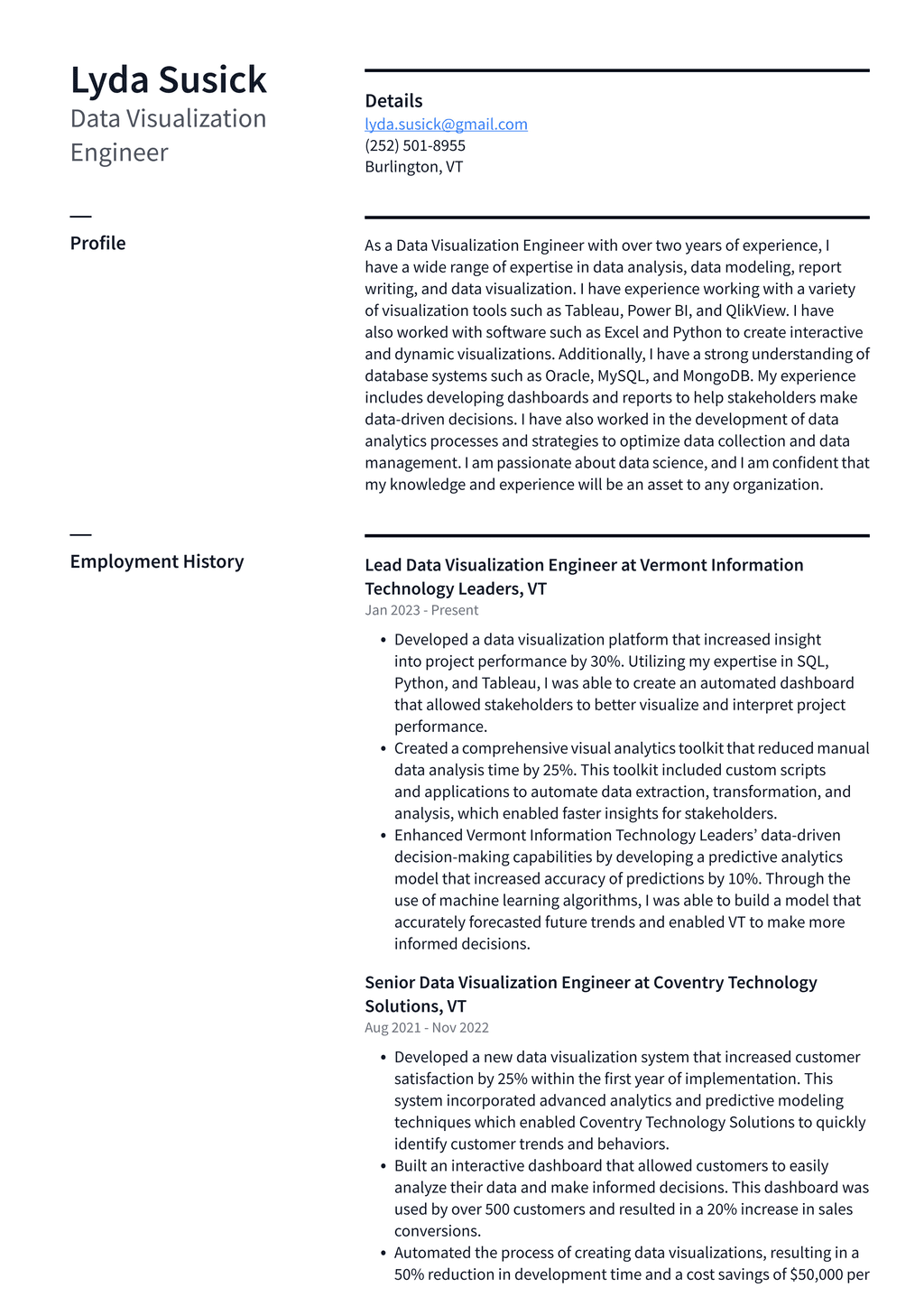 Meta Data Visualization Engineer Resume Examples | ResumeCat