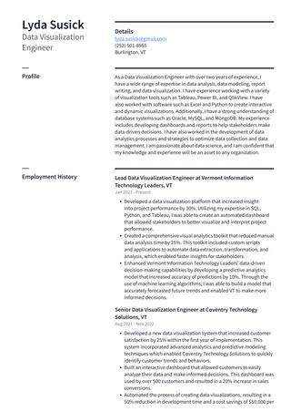 Meta Data Visualization Engineer Resume Examples | ResumeCat