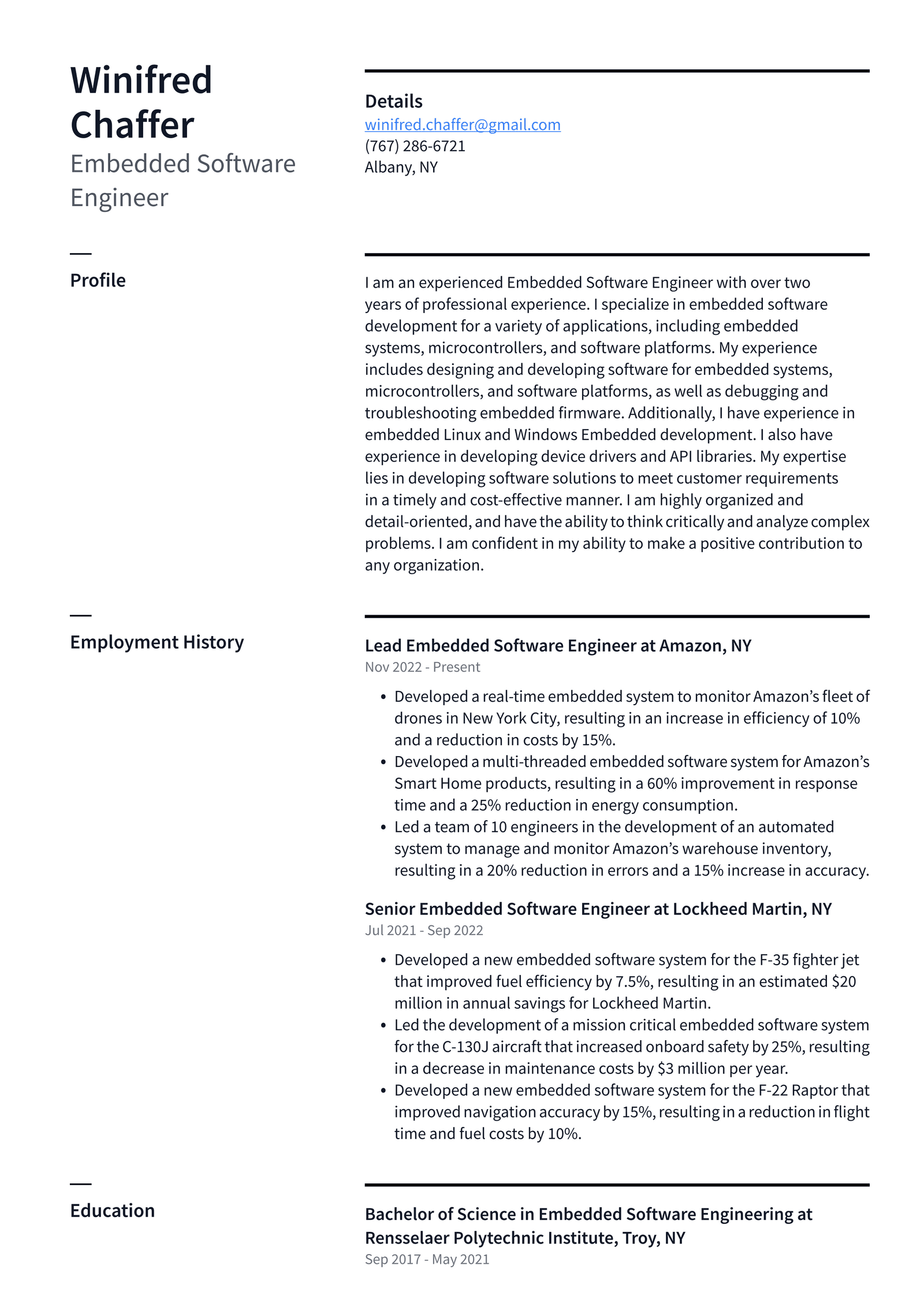 Meta Embedded Software Engineer Resume Examples | ResumeCat