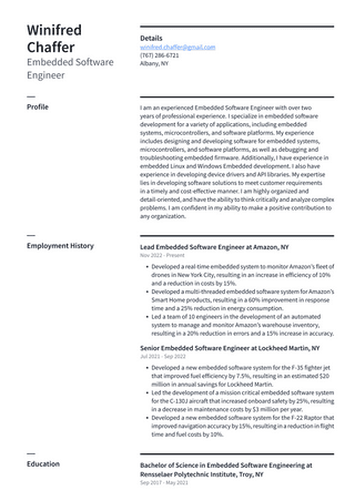 Meta Embedded Software Engineer Resume Examples | ResumeCat