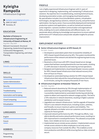 Meta Infrastructure Engineer Resume Examples | ResumeCat