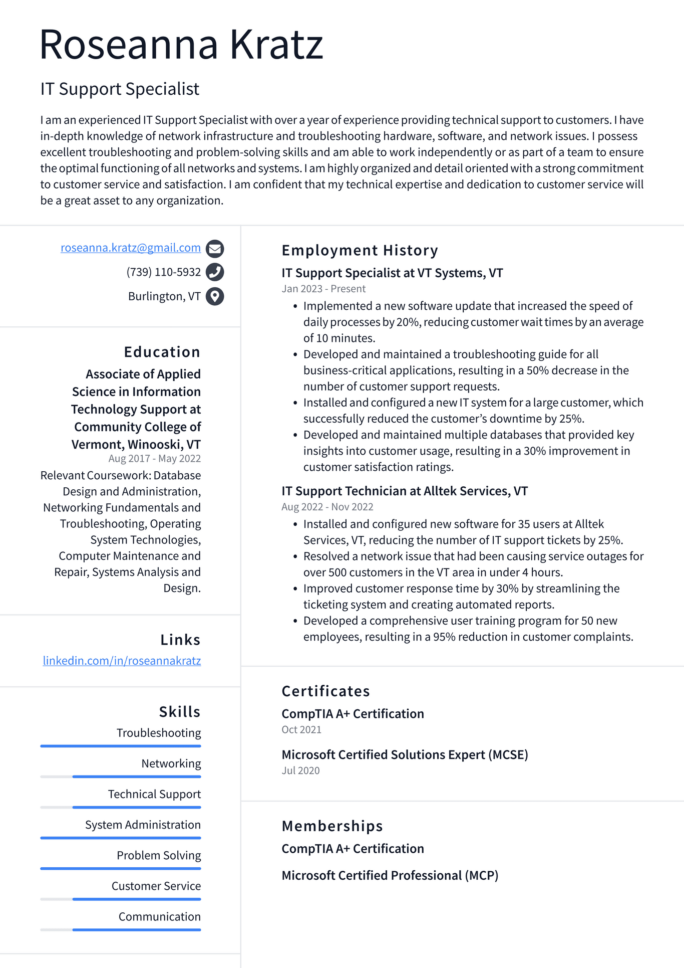 Meta IT Support Specialist Resume Examples | ResumeCat