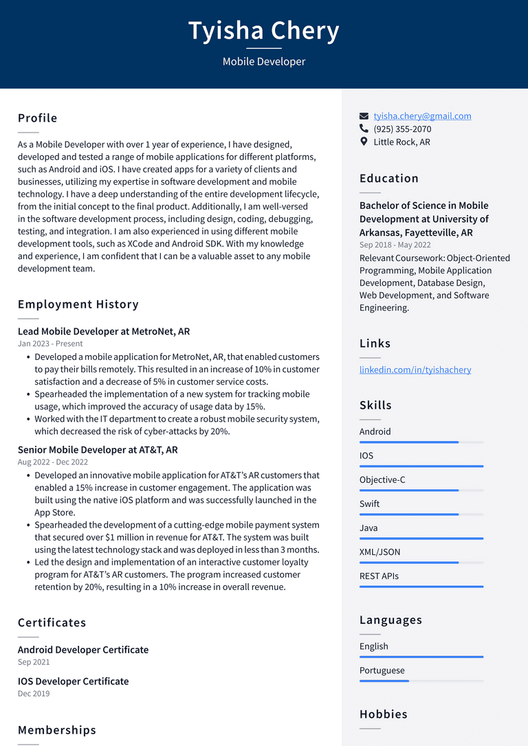 Meta Mobile Developer Resume Examples | ResumeCat