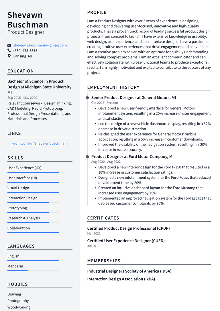 Meta Product Designer Resume Examples | ResumeCat