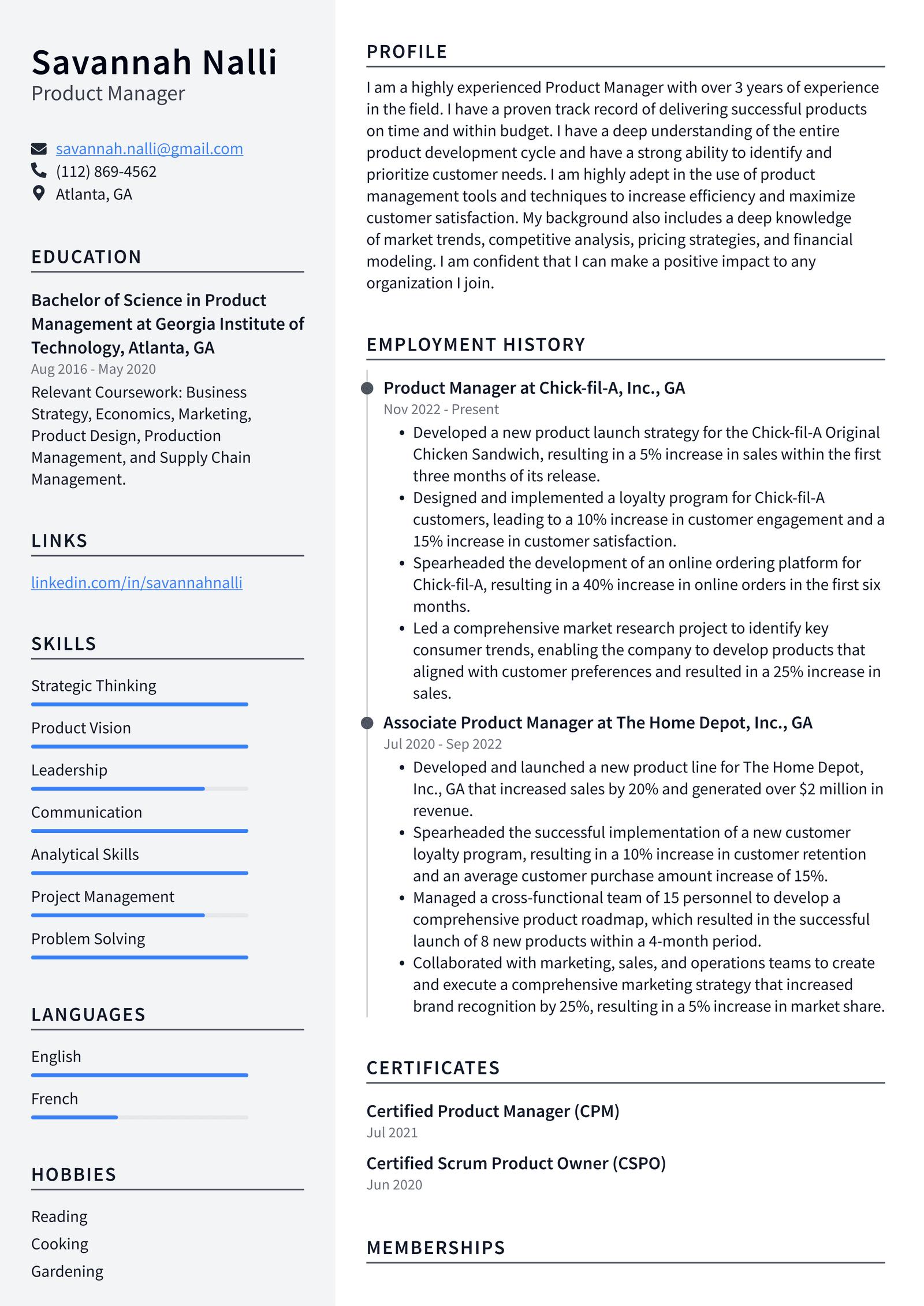 Meta Product Manager Resume Examples | ResumeCat