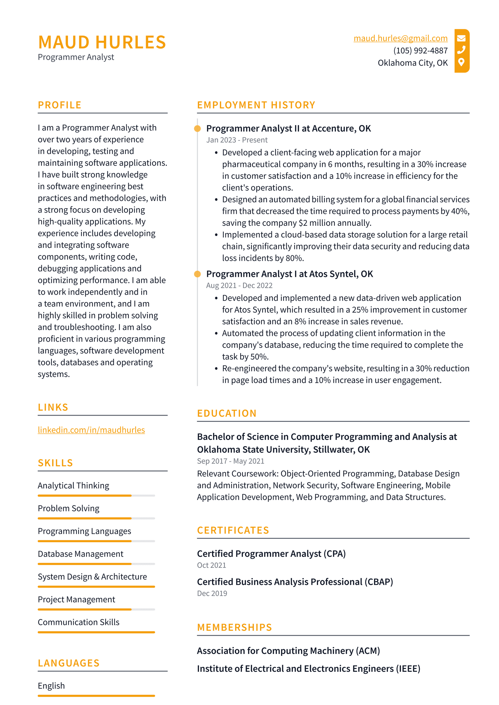 Meta Programmer Analyst Resume Examples | ResumeCat