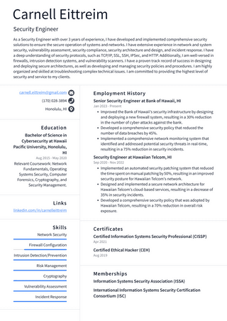 Meta Security Engineer Resume Examples | ResumeCat