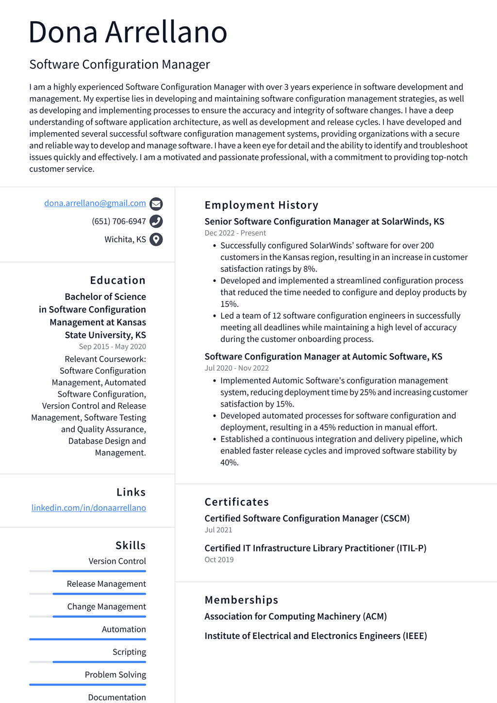 Meta Software Configuration Manager Resume Examples