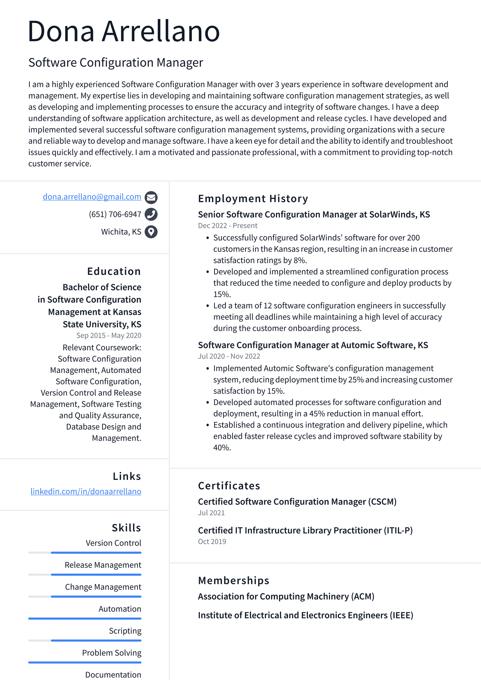Meta Software Configuration Manager Resume Examples