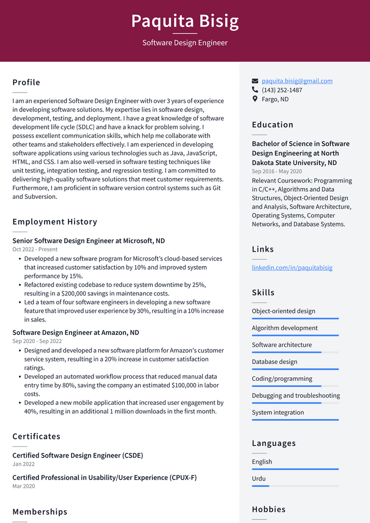 Meta Software Design Engineer Resume Examples | ResumeCat