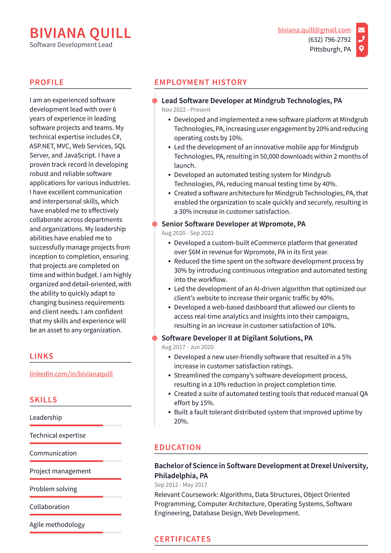 Meta Software Development Lead Resume Examples | ResumeCat