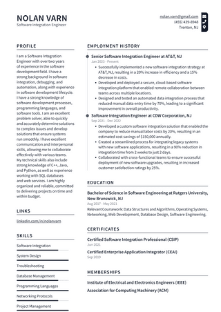 Meta Software Integration Engineer Resume Examples