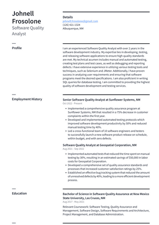 Meta Software Quality Analyst Resume Examples | ResumeCat