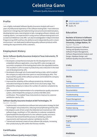 Meta Software Quality Assurance Analyst Resume Examples