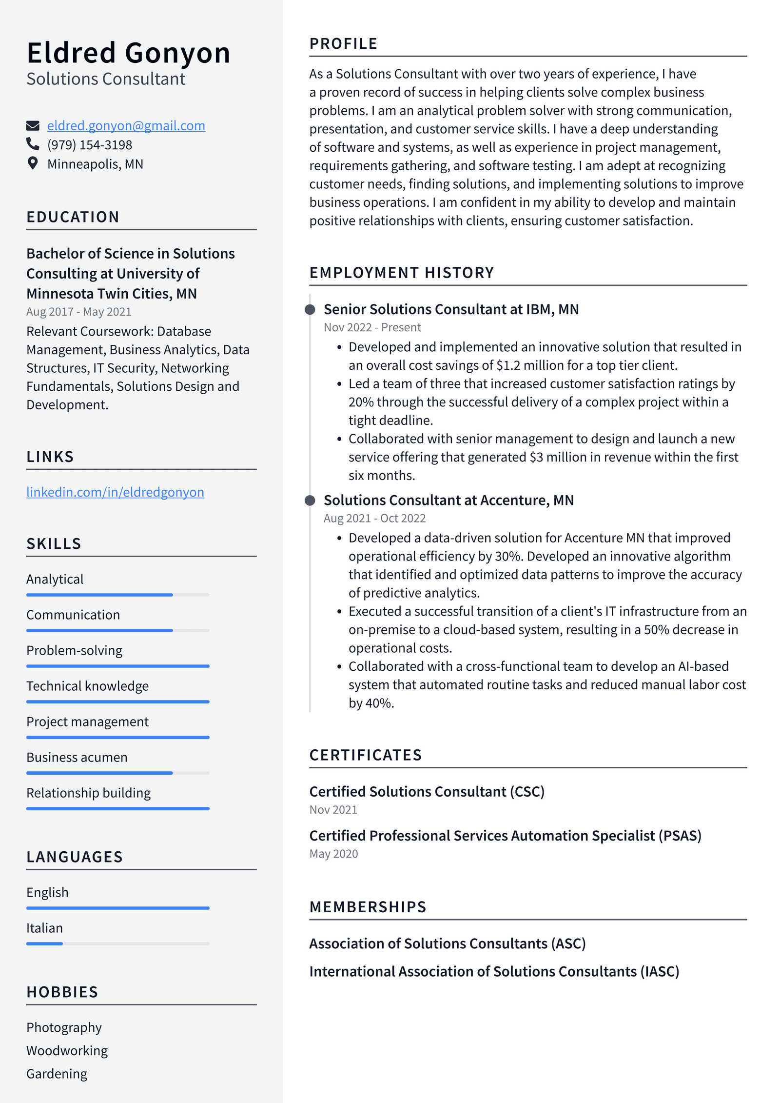 Meta Solutions Consultant Resume Examples | ResumeCat