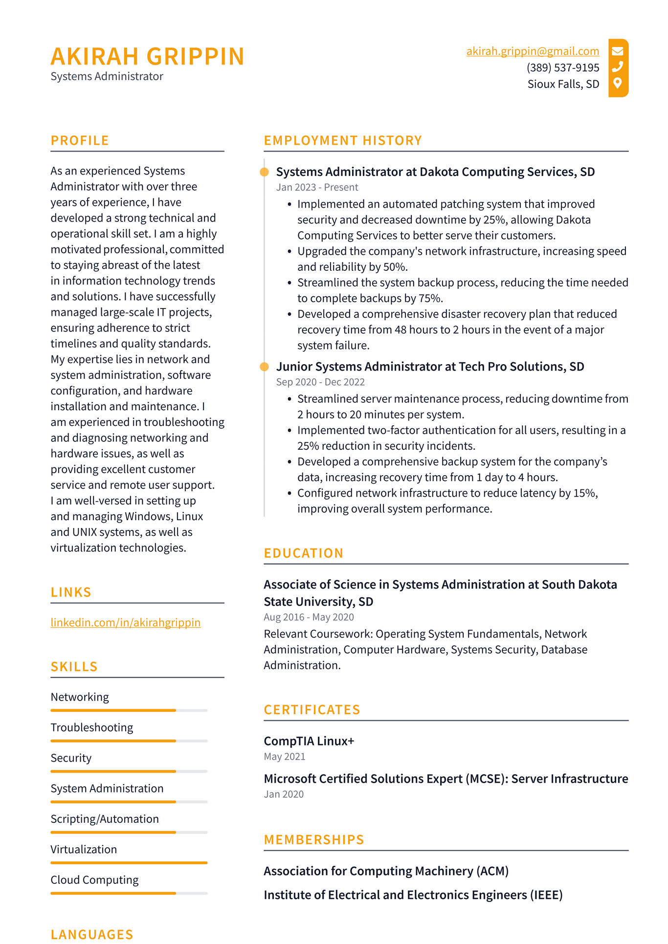 Meta Systems Administrator Resume Examples | ResumeCat