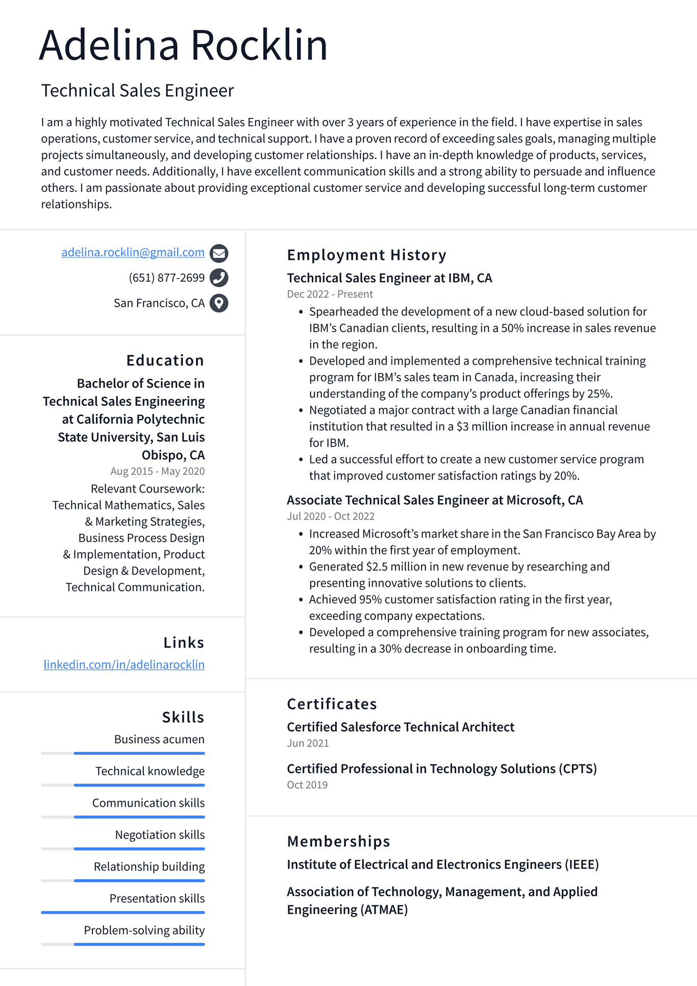 Meta Technical Sales Engineer Resume Examples | ResumeCat