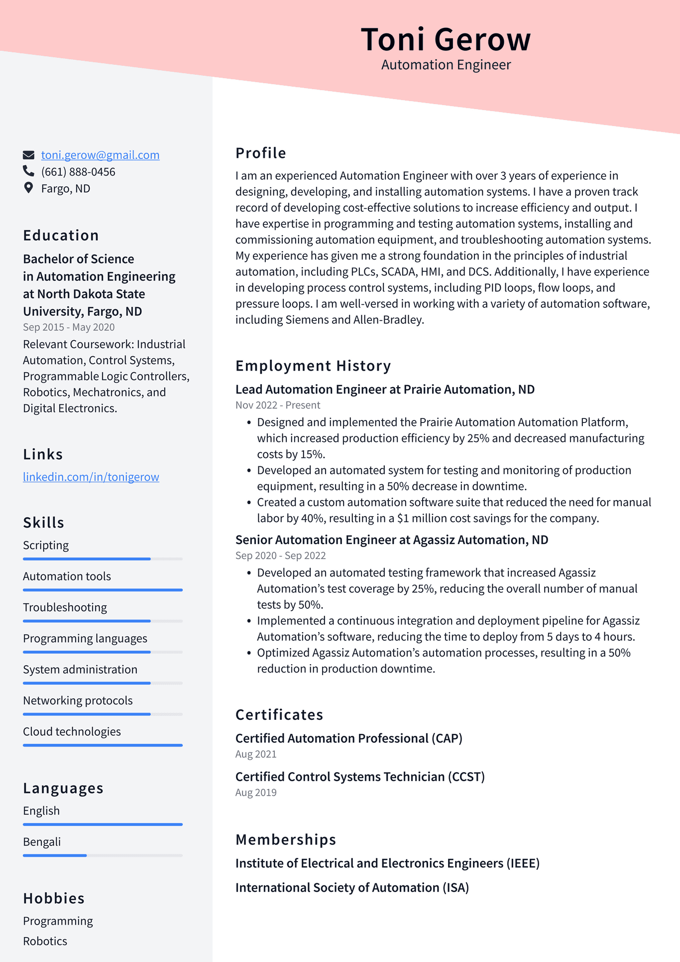 Microsoft Automation Engineer Resume Examples | ResumeCat