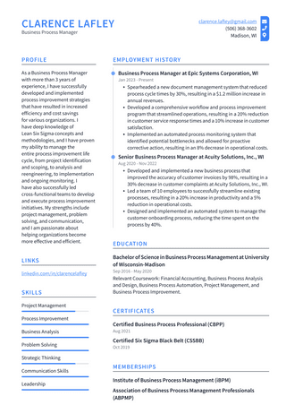 Microsoft Business Process Manager Resume Examples