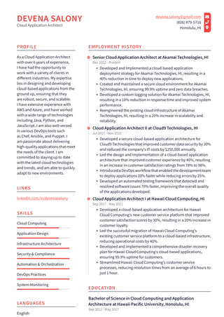 Microsoft Cloud Application Architect Resume Examples