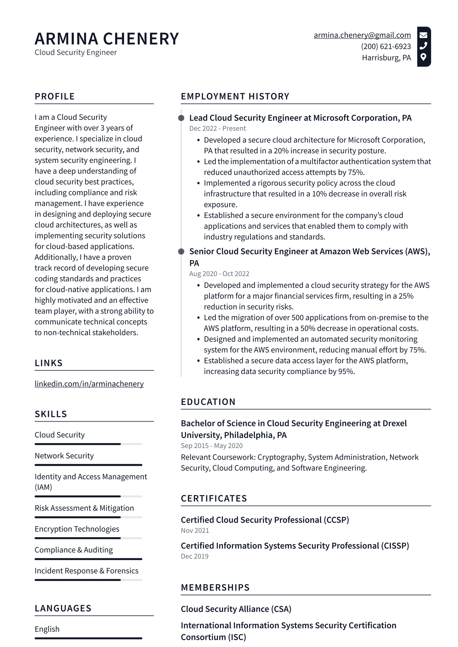 Microsoft Cloud Security Engineer Resume Examples Microsoft Cloud Security Engineer Resume Examples