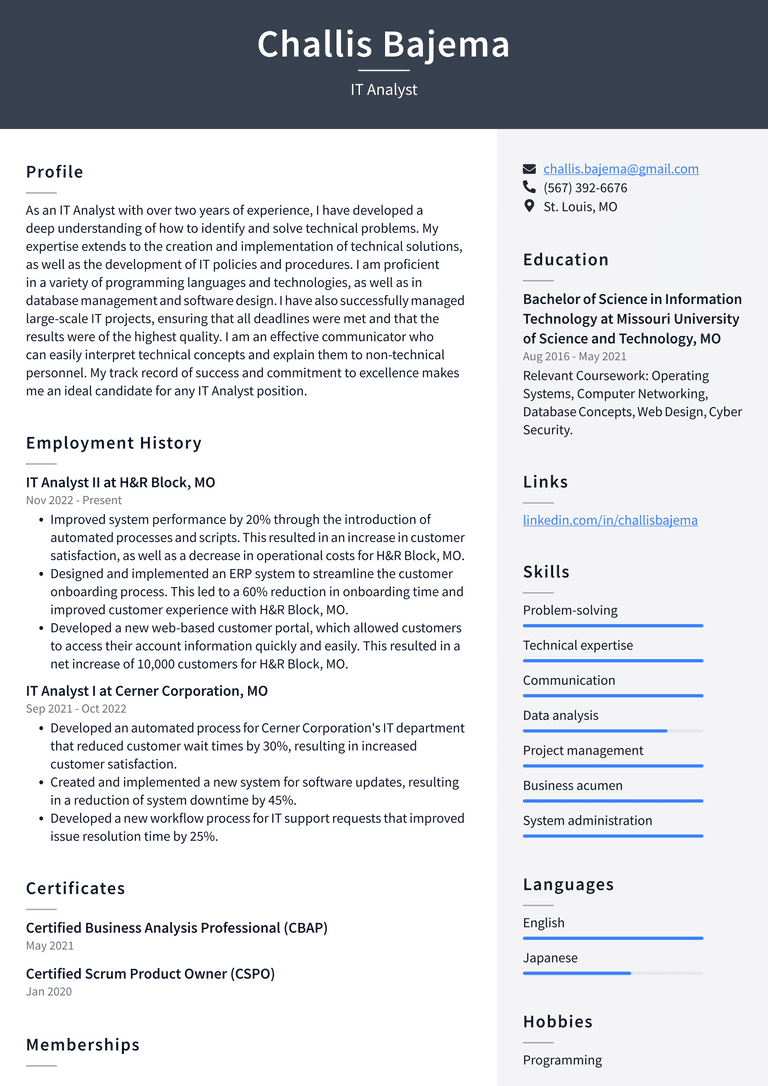 Microsoft IT Analyst Resume Examples | ResumeCat