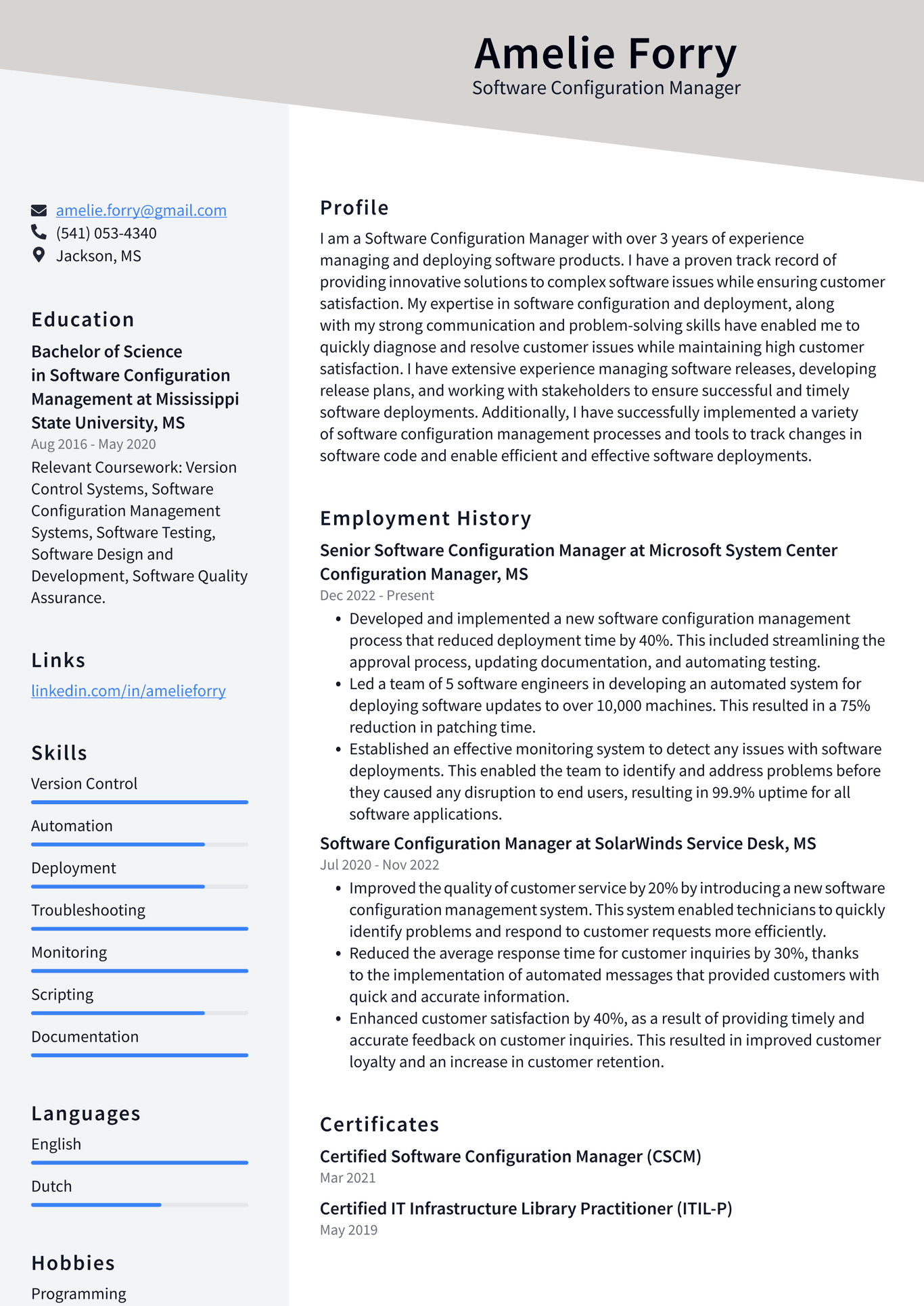 Microsoft Software Configuration Manager Resume Examples
