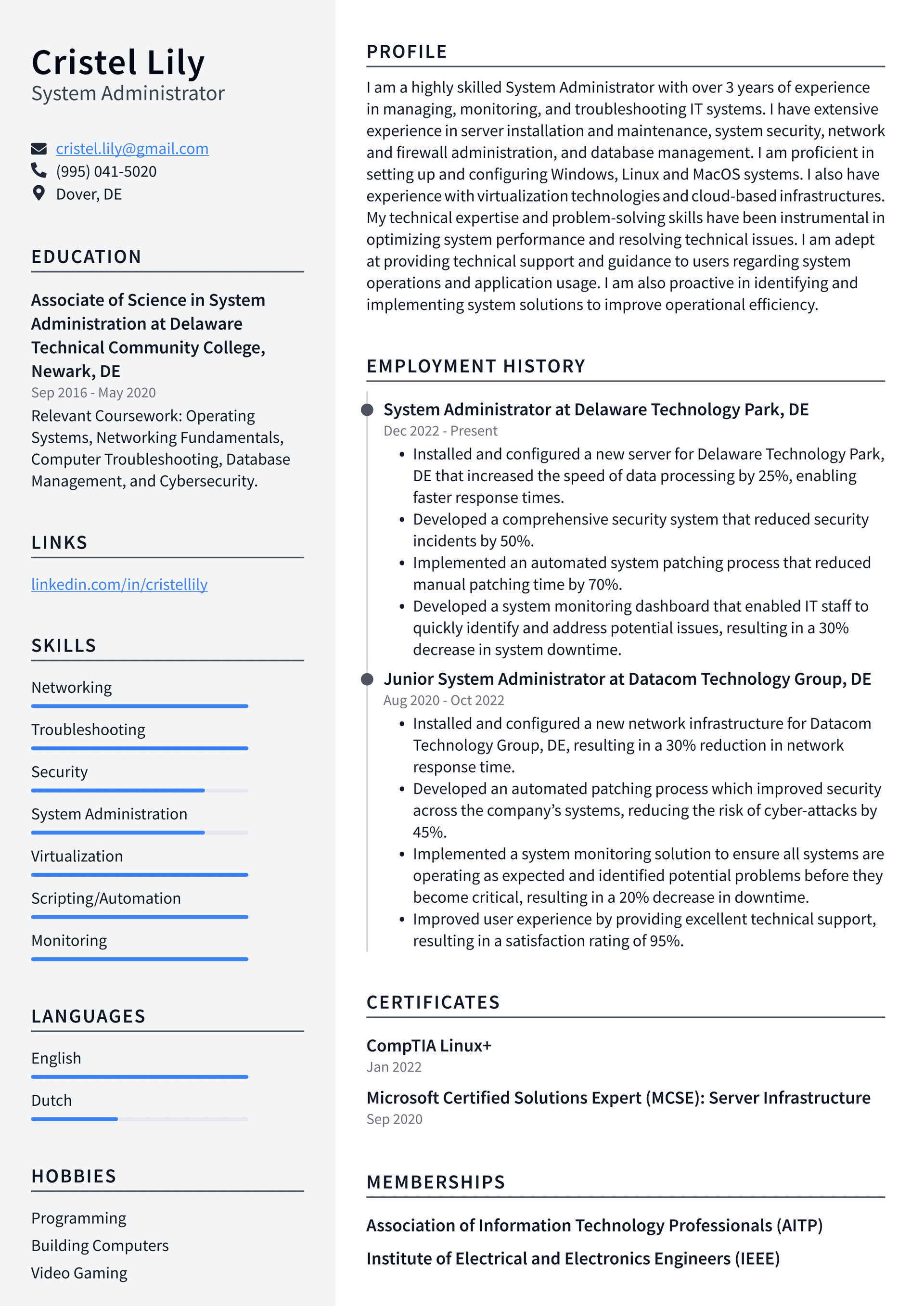 Microsoft System Administrator Resume Examples | ResumeCat