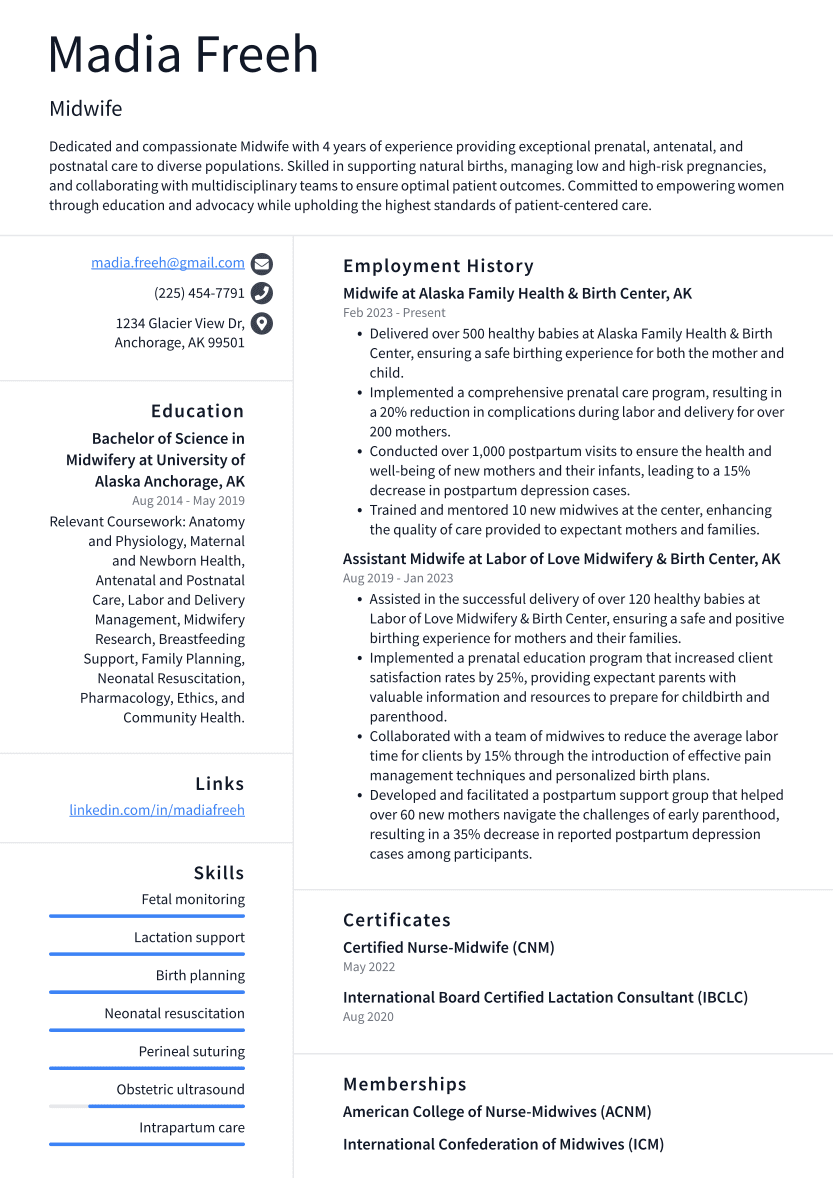 Top 18 Midwife Resume Objective Examples ResumeCat